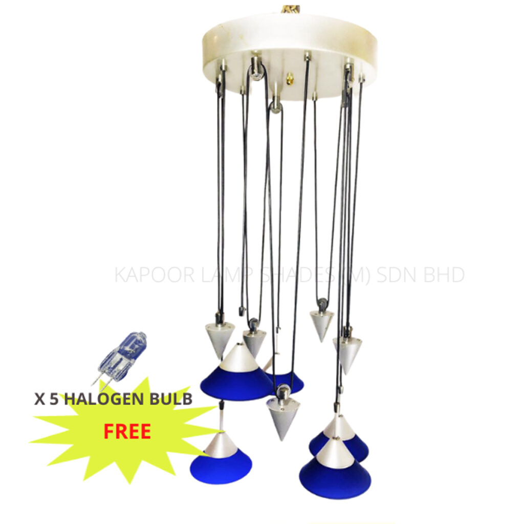 5 way glass pully light with halogen bulb – Kapoor Lamp Shades